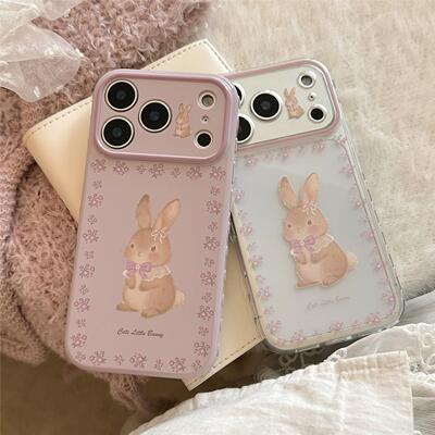 紫色碎花兔子苹果17手机包