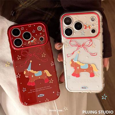 新年红色蝴蝶结小马苹果17