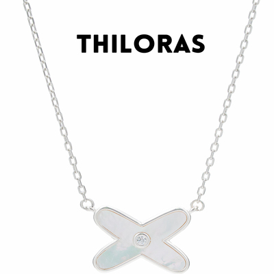 THILORAS/蒂洛拉交叉白贝母项链女带钻高端送礼时尚简约TL80034