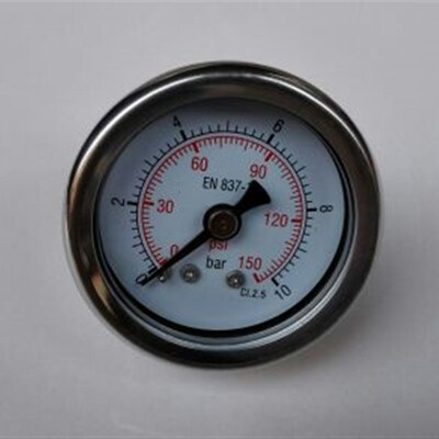 轴向无边不锈钢压力表 y-40z-bf 0-150psi 10bar cL.2.5 en837-1