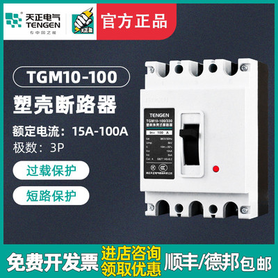 TENGEN天正电气 TGM10-100/330 100A 塑壳断路器 80A 60A空气开关