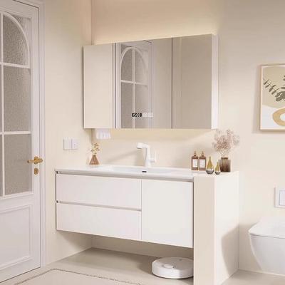 铝合金浴室柜定制奶油风蜂窝铝陶瓷一体盆洗漱台卫浴柜洗脸池组合