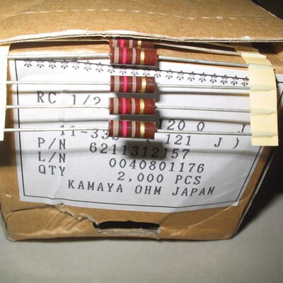 10个5元日本 KAMAYA OHM 120R 0.5W 无感碳芯电阻 库存全新