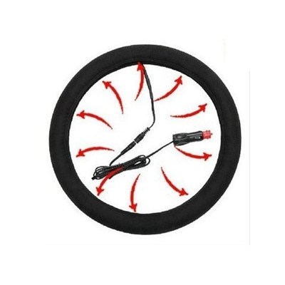 冬季车载自加热电子点烟器电热方向盘套方向盘加热保暖麂皮绒把套
