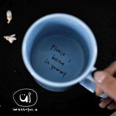 「I allow」原创waterfall u蓝色陶瓷礼物马克杯质感咖啡杯