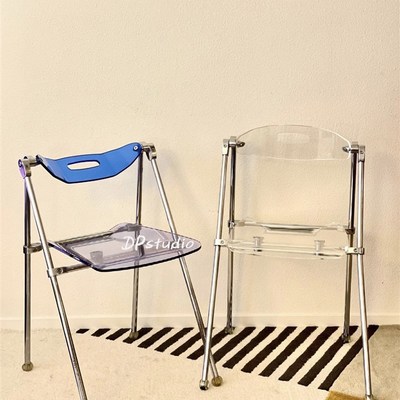 DPstudio设计师中古亚克力透明折叠椅轻奢咖啡店餐椅会议洽谈椅子