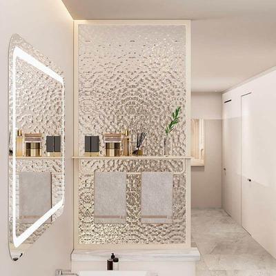 卫生间洗手台半墙屏风铁艺不锈钢干湿分离毛巾置物架浴室半隔断