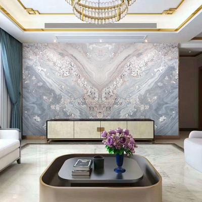 天然大理石电视背景墙内心蓝金沙白金沙奢石大板室内装修大理石材