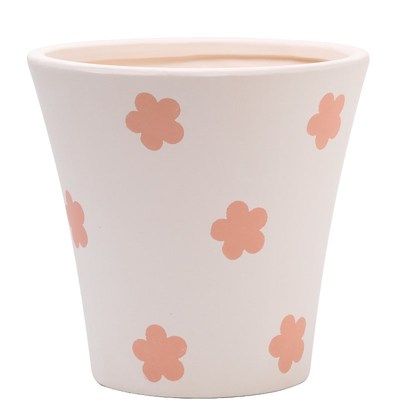 创意手工印刻圆点花朵陶土花盆素烧陶瓷胚透气月季蝴蝶兰青山盆栽