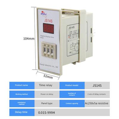 数字显示时间继电器控制器Js14S二位Ac380V220Vdc24V 99.9S 999s9
