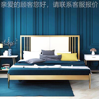 北欧单家用铁艺层色床 卧室金 轻奢铁床旅馆简约双XJY19111人床