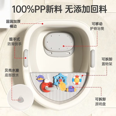 IUU儿童洗澡桶婴儿游泳澡盆小孩浴缸大号宝宝泡澡保温沐浴桶可坐