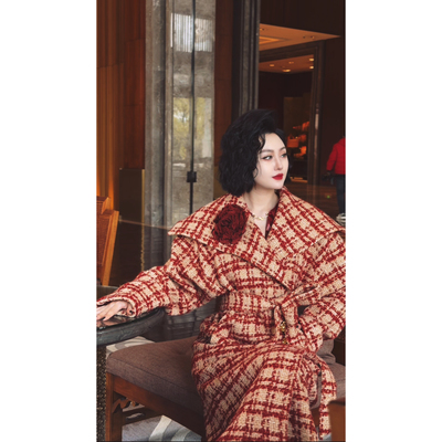 芈莱尤优——新款[东方格韵]气质大翻领绑带大衣F25-6304-6