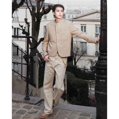 「Adam」26FW 男女情侣明星同款 直筒刺绣签名休闲长裤 王鹤棣