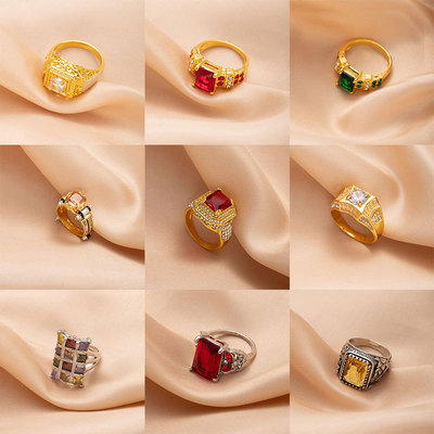 跨境热销欧美风超闪方钻戒指