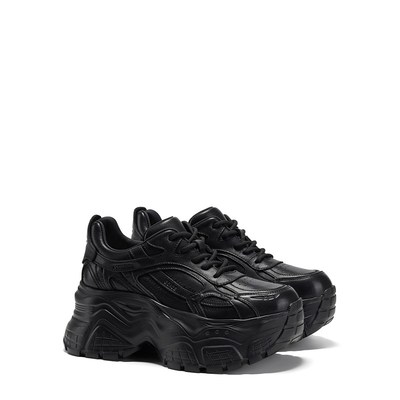 Ggcc底厚底增高真皮女式老爸鞋2025秋季新款黑色经典运动休闲鞋