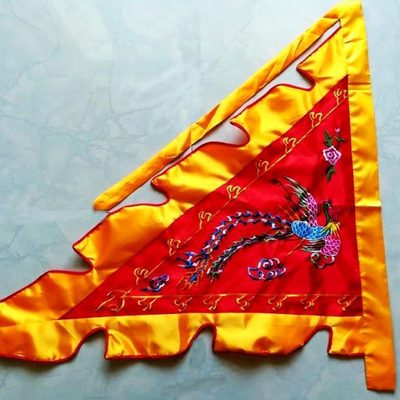 令旗三角旗 令旗双面绣龙旗凤旗 龙凤旗双面刺绣1米龙凤旗红色