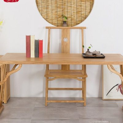 老榆木免漆书桌实木琴桌画案现代简约写字台包邮新中式禅意书法桌