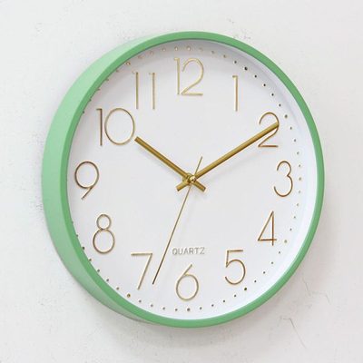 绿色客厅卧室挂钟时钟家用静音北欧挂表简约现代时尚太阳钟表圆形