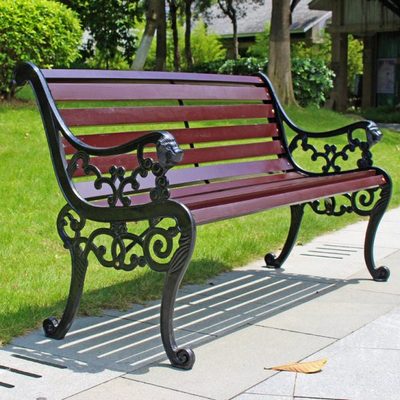 户外防腐公园椅 室外庭院休闲实木椅子 铁艺长椅 双人靠背椅