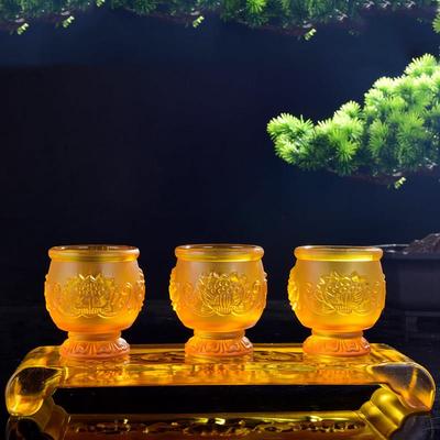 供财神三连套酒杯奉神杯子贡仙家供祖仙神仙酒杯玻璃茶杯水杯摆件