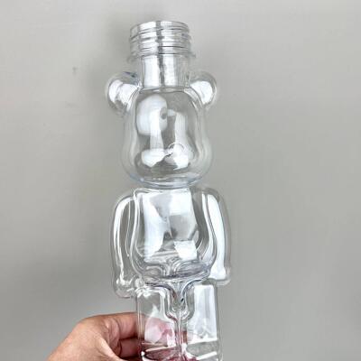 YSGm400ml500ml700l透明创意BTB熊暴力熊食品级PE汁饮料果奶茶