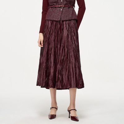 【时菲菲】商场同款春季新品漆皮压皱工艺半裙N161A51555