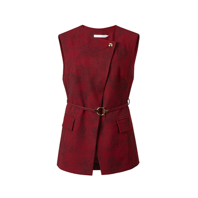 【时菲菲】商场同款春季不对称长款气质马甲N011B51055