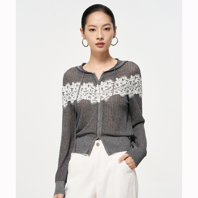 【时菲菲】商场同款春季镂空花边桑蚕丝针织衫NDY2A51852