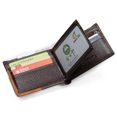 Genuine Leather Men Patchwork Wallets Male Purse CoYwhide钱