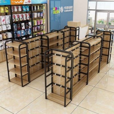 中岛柜手机挂钩货架展示架双面中岛柜超市货架便利店多层展示台