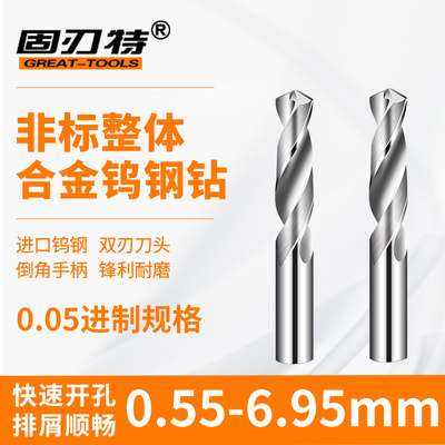 0.05进制非标整体合金钨钢麻花钻2.05 2.55 3.35 4.65 5.85 6.95