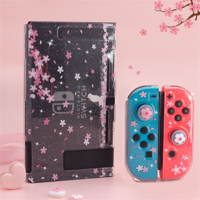 SWITCH TPU保护套防摔防刮樱花NS主机保护壳软硅胶送钢化膜摇杆帽