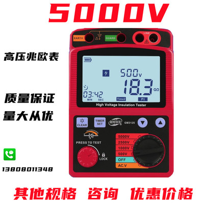 标智GM3125绝缘电阻测试仪5000V兆欧表GM3123数字绝缘电阻测试仪