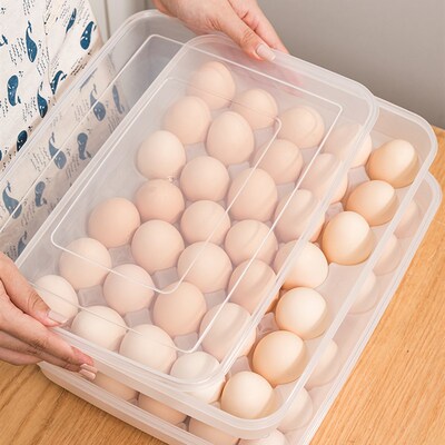 4195.家用蛋类可立保鲜盒 鸡蛋盒-34格 大容量鸡卵立式收纳盒带盖