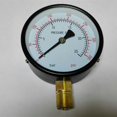 双刻度压力表 100mm 双刻度中英文压力对照0-25bar 350psi