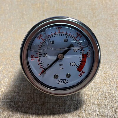 轴向耐震压力表  直径50MM51-58MM 压力100bar 1400psi 螺纹ZG1/4