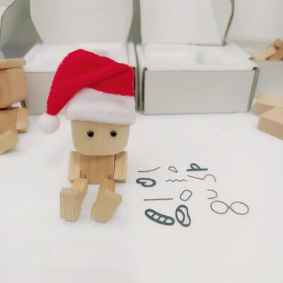 跨境新款Shaking Feet Wooden Doll木头人汽车装饰摆件抖腿出风口