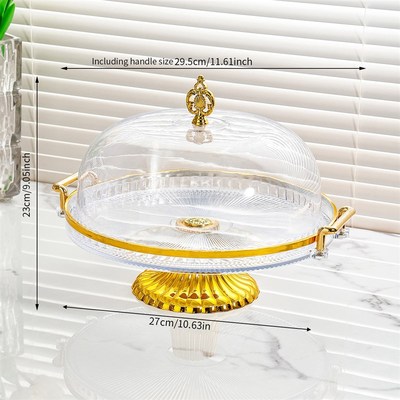 蛋糕托盘家用面包水果试吃盘带盖子透明塑料罩甜品盘蛋糕展示托盘