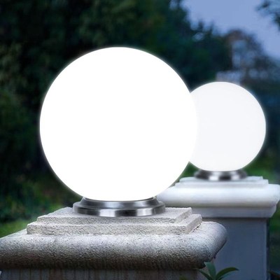 太阳能柱头灯大门柱子圆形灯户外别墅庭院室外墙灯防水球型围墙灯