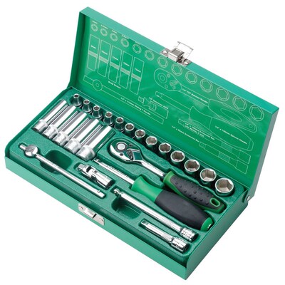 台湾宝工HW-22401M 1/4寸六角套筒套装 6.3mm24件维修套筒扳手组