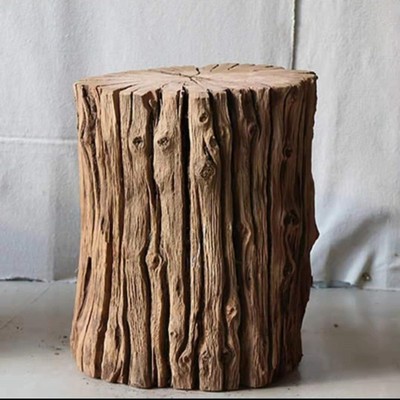 老木头风化木原木木墩座椅民俗老物件自然风化裂纹自然木头凳子