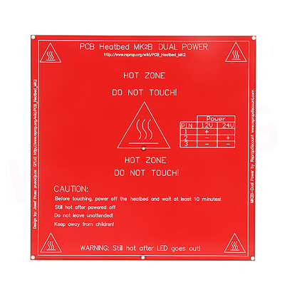 3D打印机 PCB热床 Mk2B加热板reprap加热平台12/24V通用214x214mm
