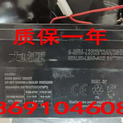 力源蓄电池6-DFM-12 12V12AH/20HR消防安防甬灵电池