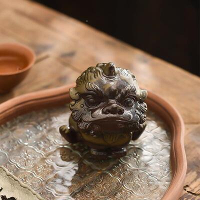 粗复古茶宠摆件精品手工陶醒用XFX狮创意台可爱高端家茶玩茶桌茶