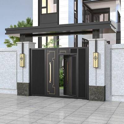 新式铝合金院子门头户外围墙庭院门楼自建农中铁门村别QTG大墅电