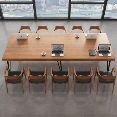 新款桌实木方会议桌工长作台电脑桌洽形谈桌椅528现代大型子桌办