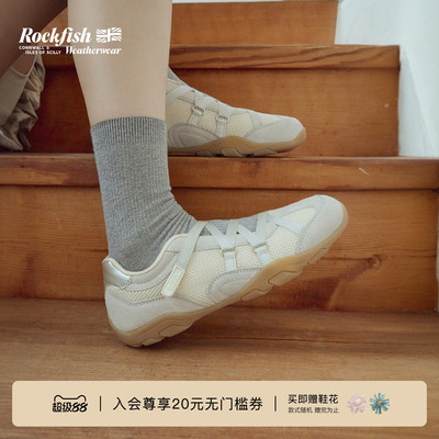 RockfishWeatherwear26夏季新品休闲网面透气交叉带芭蕾舞鞋女鞋