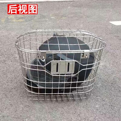 202320f1不锈钢带盖实心大号车筐车篮车篓子带锁扣电动自行车前后