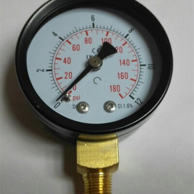 直径50MM 径向立安装 Y-50 12bar 180psi双刻度指示压力表